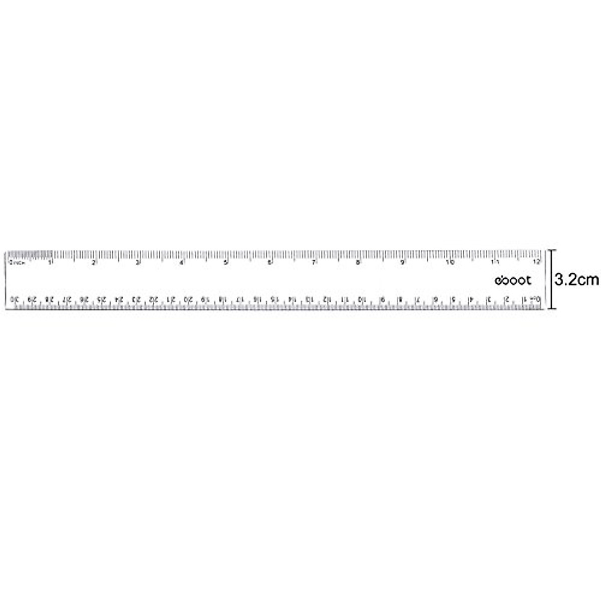eBoot Plastic Ruler Straight Ruler Plastic Measuring Tool 12 Inches, 2 Pieces (Clear)