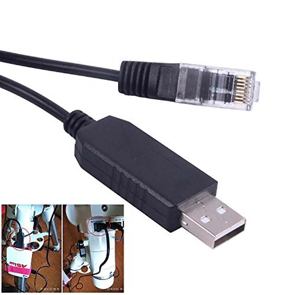 Telescopes Equatorial Mount Control Cable for Skywatcher HEQ5pro AZEQ5 AZEQ6 EQ6-R Support EQMOD ASCOM Set Up Sofware Manual Download (6ft/180cm,Asiair or PC to Mount Black)