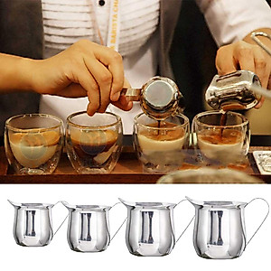 generic 2/3/5/8oz Milk Frothing Pitcher,Stainless Steel Jug Milk Frother Cup Coffee Milk Pouring Jug Espresso Cup for Milk Coffee Cappuccino Latte Art(240ml 8oz)