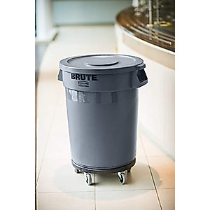 Rubbermaid Commercial Products Brute Twist on/Off Round Dolly, Use with BRUTE Trash Can, Black, Pack of 2
