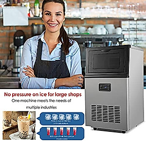 BESRTWE Commercial Ice Maker 100LBS/24H, Large LCD Display, Under Counter 403 Stainless Steel Ice Machine with 22LBS Storage Bin, 36 Ice Cubes/Cycle, Perfect for Home, Bar, Office, Restaurant