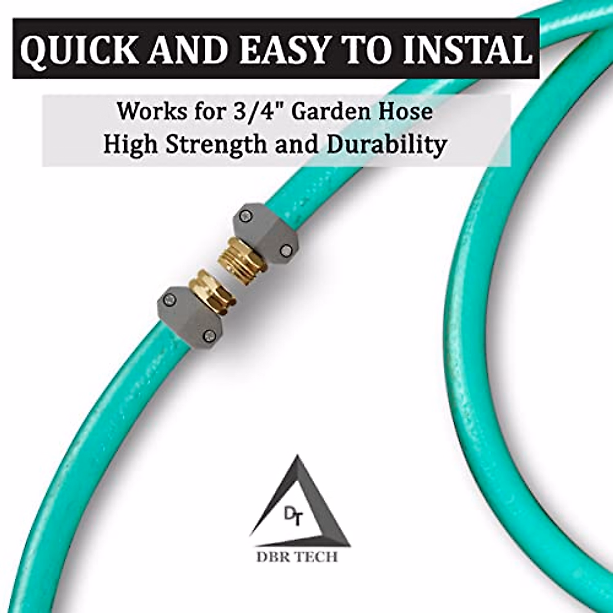 DBR Tech Garden Hose Repair Kit, Male and Female Solid Aluminum Alloy Connectors, Heavy-Duty Rust Resistant Coupler Supports High Water Pressure Systems, 1 Pack