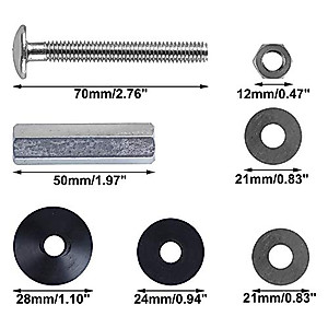 2 PCS Toilet Tank to Bowl Bolts Kit, Universal Heavy Duty Toilet Tank to Bowl Bolts Stainless Steal with Rubber Washers and Extra Long Nuts