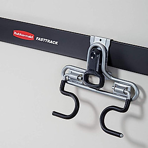 Rubbermaid 4 FastTrack 48-Inch Wall Mounted Garage Storage Rails and Versatile Hook Assortment Bundle Pack for Tool Organization