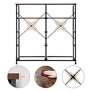 AOPSEN 10-Drawer Dresser, Tall Vertical Chest of Drawers with Sturdy Steel Frame, Wooden Top, Fabric Storage Drawer Dresser for Bedroom, Nursery, Closet, Rustic Brown