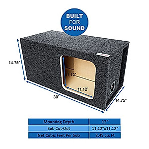 Bbox Single Vented 12 Inch Subwoofer Enclosure Engineered for Kicker Solo-Baric Model L5 & L7 Subwoofers - Car Subwoofer Boxes & Enclosures & Subwoofer Box Improves Audio Quality, Sound & Bass