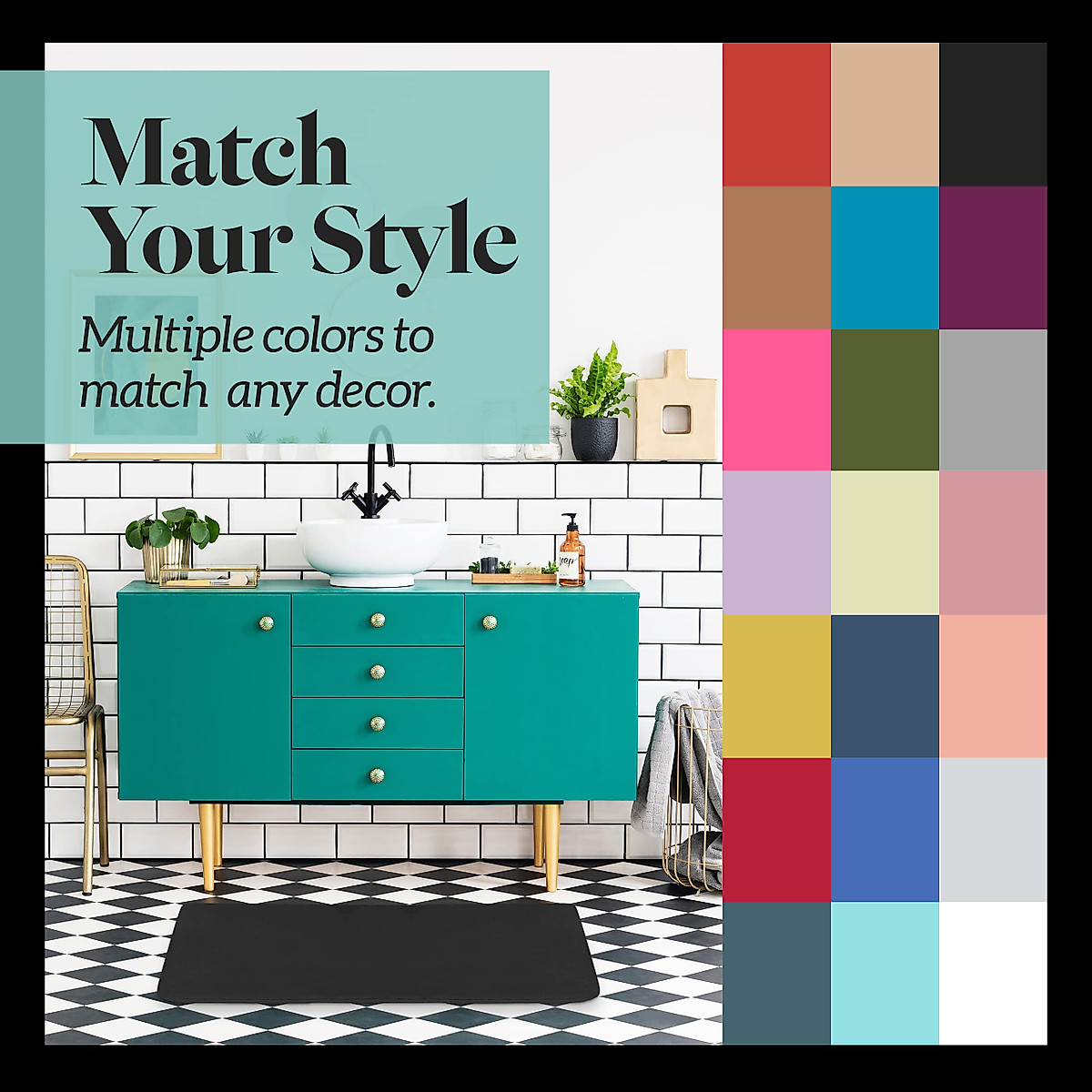 Genteele Bath Mats for Bathroom Non Slip - Black 17" x 24" Memory Foam Bathroom Rugs - Quick Dry Bath Mat