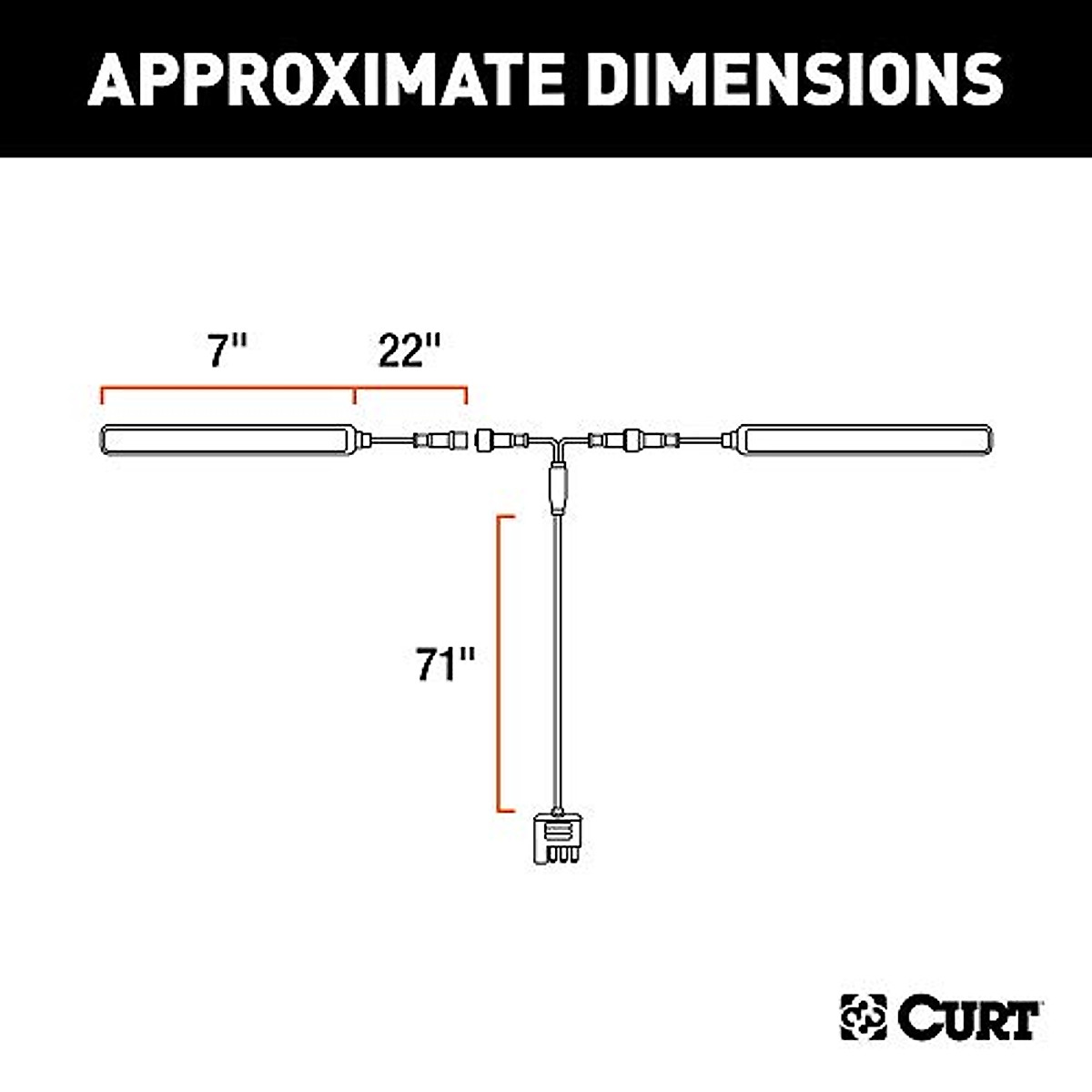CURT 53201 Auxiliary Automotive LED Light Strips for Hitch Cargo Carrier, Bike Rack, 2-Pack, red