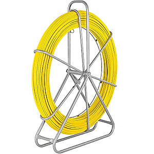 VEVOR Fish Tape Fiberglass 8MM 492FT Duct Rodder Fish Tape Continuous Fiberglass Tape Wire Cable Running with Cage and Wheel Stand