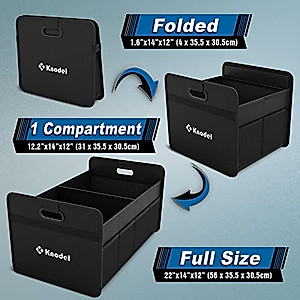 K KNODEL Car Trunk Organizer, Foldable Trunk Organizer for Car, Automotive Consoles & Organizers, Car Trunk Storage Organizer with Reinforced Handles (Black)