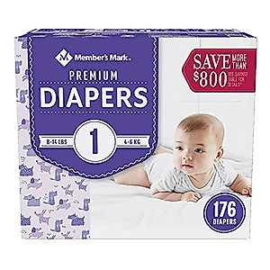 Member's Mark Premium Baby Diapers, Size 1 (8-14 Pounds), 176 Count