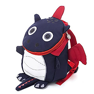 Toddler Dinosaur Backpack, Kids Cartoon Anti-Lost Rope Bookbag Rucksack Lunch Bag with Walking Safety Belt Harness Straps, 3D Cute Animal Preschool Travel Bag for 2-6 Years Old Boys & Girl Gifts