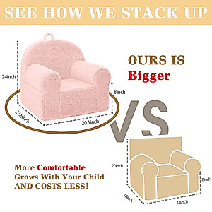 ILPEOD Kids Chair Toddler Chair Sherpa Couch Sherpa Kids Bean Bag Chair,Cuddly Toddler Chairs Comfy Plush Chair Toddler Couch Reading Chair for Kids Fuzzy Baby Chair Pink