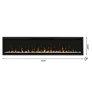 Dimplex IgniteXL 74" Built-in Linear Electric Fireplace (Model: XLF74), 8530/5118 BTU, 240/120 Volt, 2500/1500 Watt, Black
