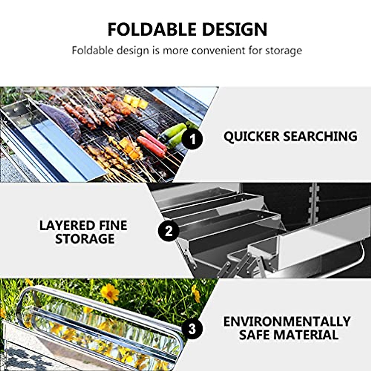 Angoily Stainless Steel Toolbox with 2 Folding Trays Multipurpose Organizer Portable Handled Storage Case Household Metal Sewing Box Organizer for Art Craft