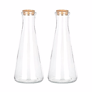 Magic Season Decorative Glass Bottles with Cork Stoppers (12 fl oz. Tapered Bottles / 2 Pcs)