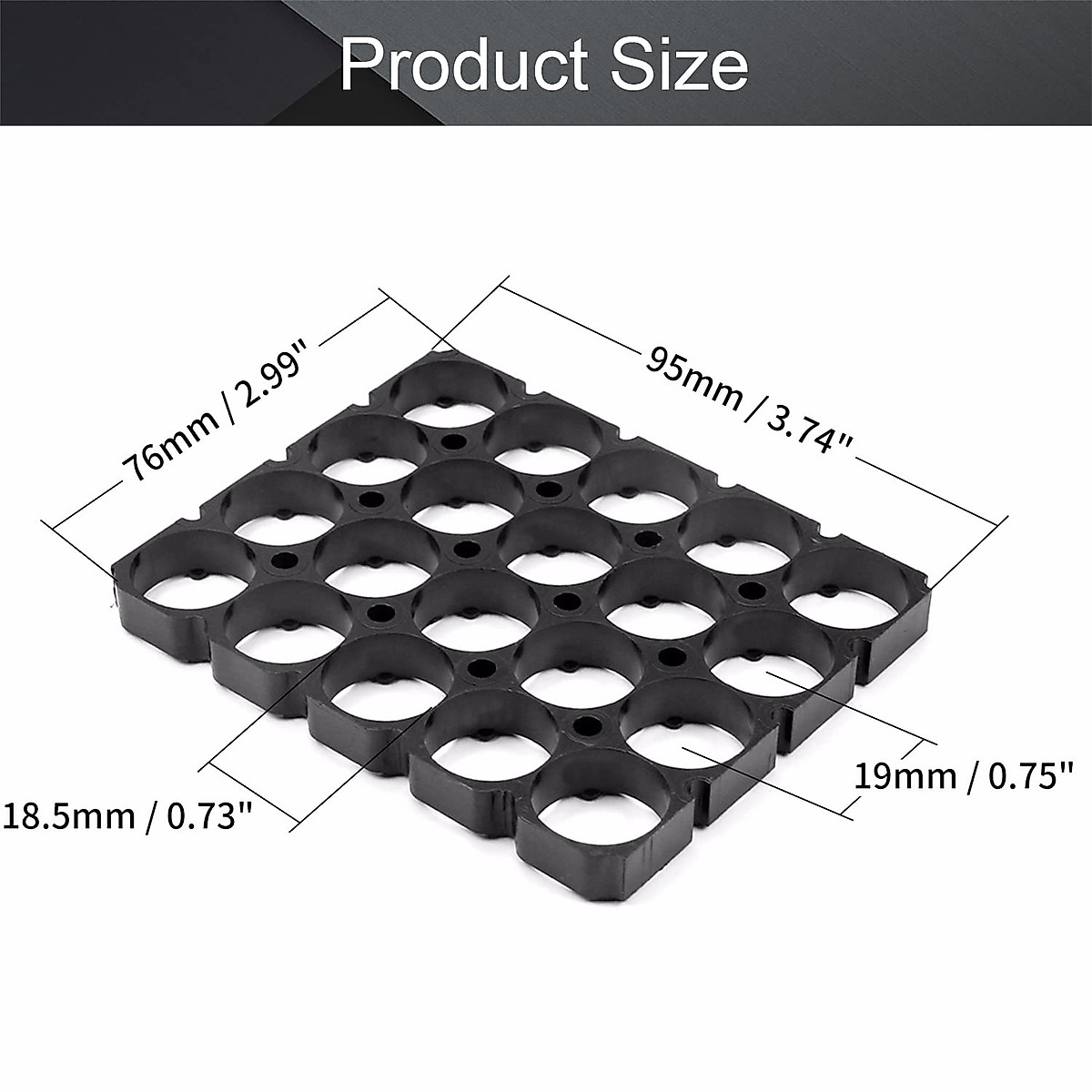 Bettomshin 10Pcs 4x5 Cell Spacer 18650 Lithium Battery Plastic Holder Bracket for DIY Battery Pack 18.5mm Hole Dia