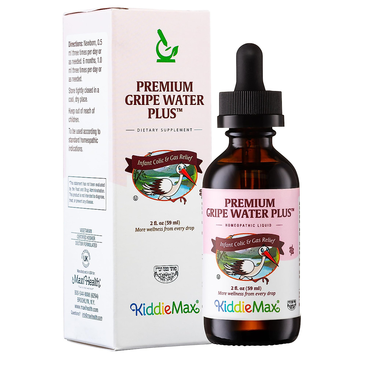 Homeopathic Gripe Water for Infants - Newborn Baby Gas Relief - Daytime / Nighttime Colic Relief for Newborns - Digestion Support & Constipation Ease Anti Gas Drops for Babies at Bedtime, 2 fl. oz.