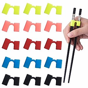 30pcs Chopstick Helper, PAGOW Reusable Training Chopsticks Hinges Connector for Kids, Beginner, Trainers or Learner ( 6 Pack / Color ,Black Red Blue Green Pink) Plastic