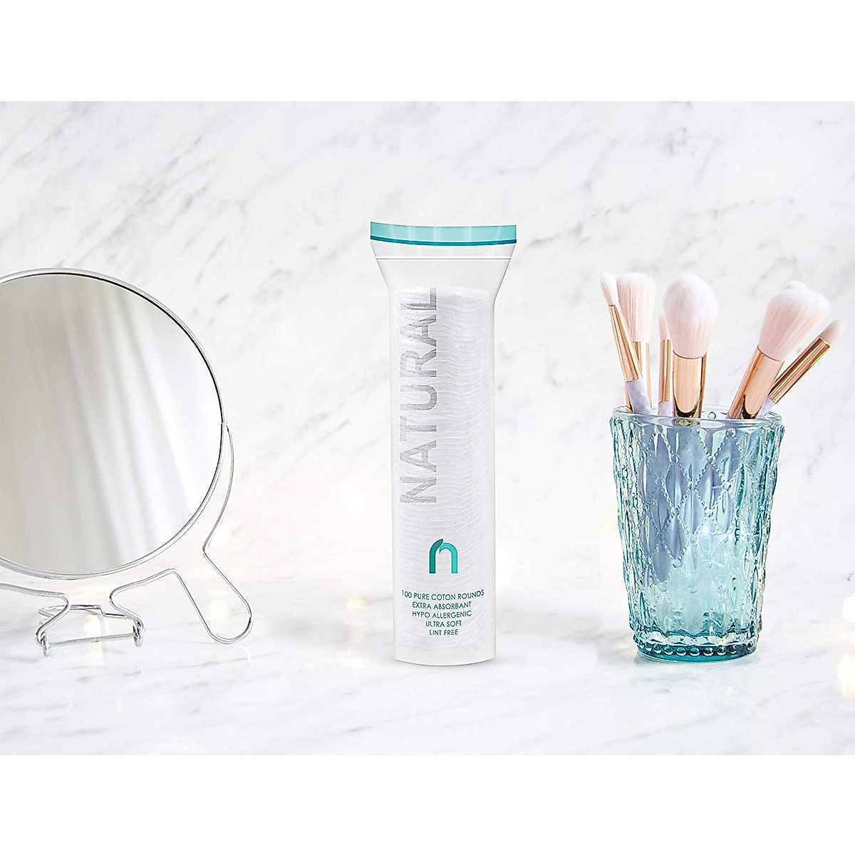 R-NEU 200 Cotton Rounds, 100% Natural Turkish Cotton Makeup Remover and Facial Cleansing Cotton Round Pads, Waffle Textured Hypoallergenic Cotton Wipes, 2.25 Inch Diameter (200 Pack)