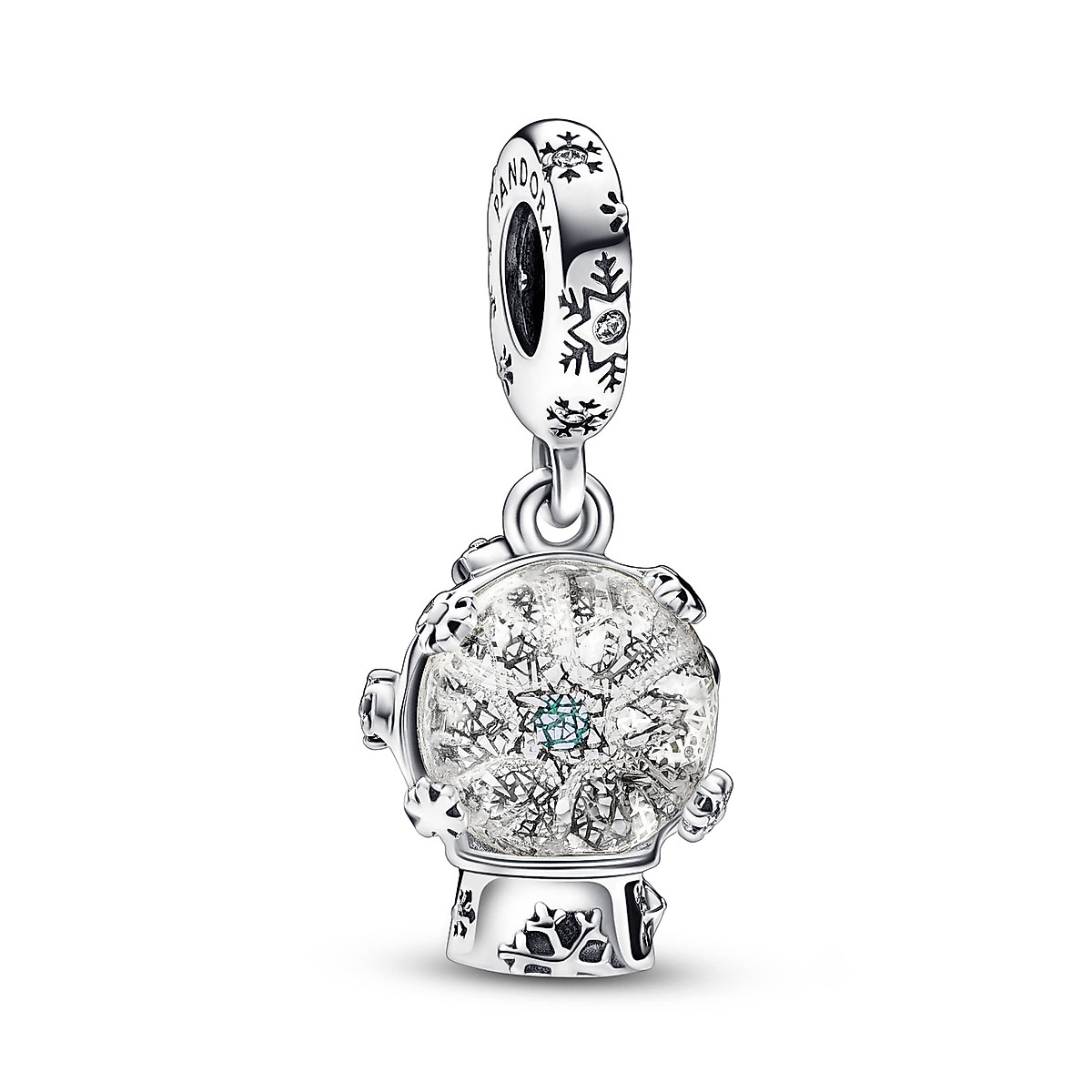 Pandora Snowflake Snow Globe Dangle Charm - Compatible Moments Bracelets - Jewelry for Women - Gift for Women in Your Life - Made with Sterling Silver & Cubic Zirconia, No Gift Box