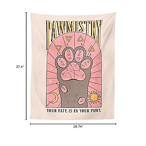 MBVBN Kawaii Wall Decor Pink Cat Paw Tapestry Kawaii Room Decor Kawaii Bedroom Decor (Pink)