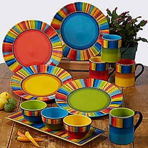 Certified International Sierra Dinner Plate, Set of 4 Assorted Designs, Multicolored, Large