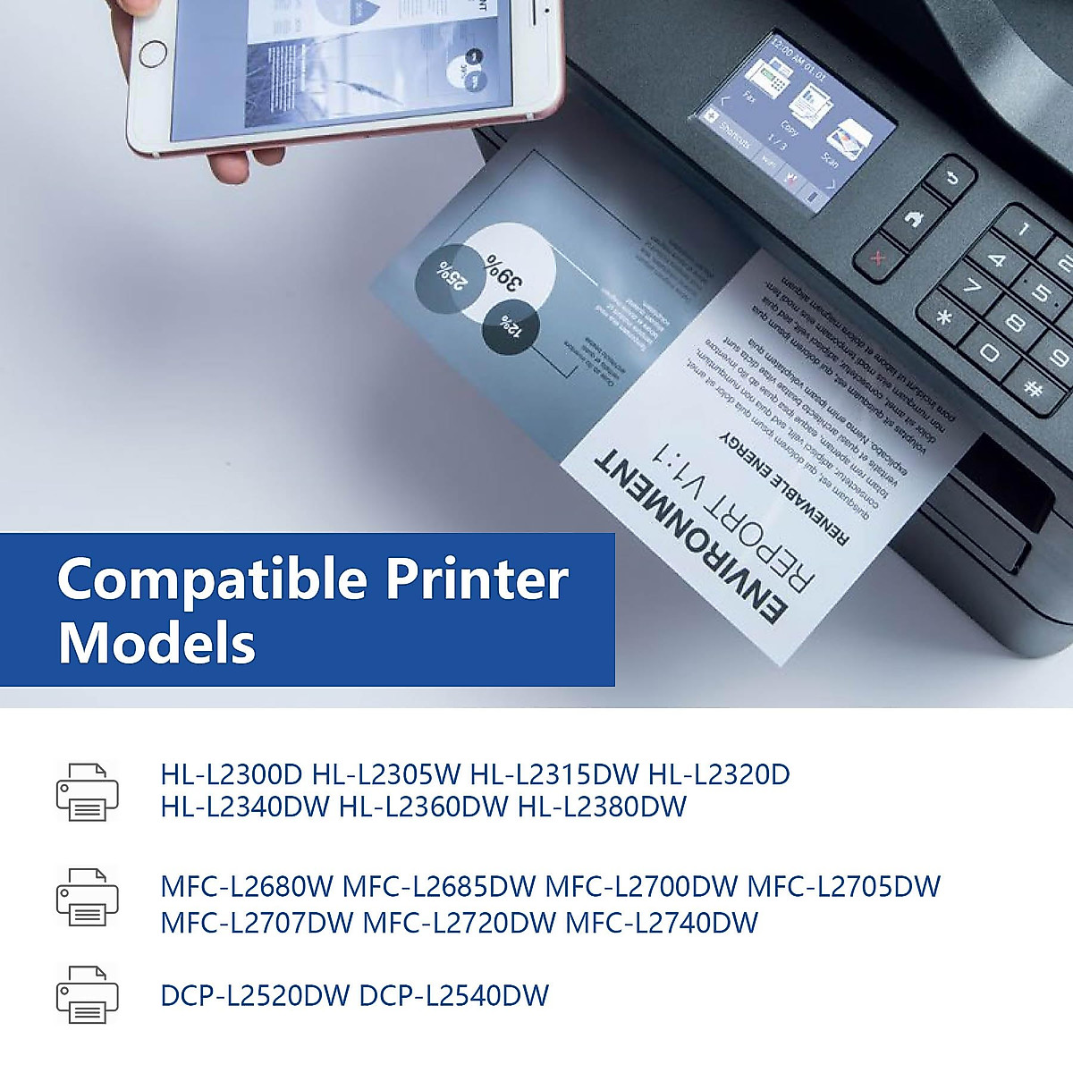 TN-630 TN630 High Yield Toner Cartridge Black Replacement for Brother TN 630 Toner HL-L2300D HL-L2305W MFC-L2680W MFC-L2685DW DCP-L2520DW DCP-L2540DW Printer (1-Pack,Black) 3,000 Pages per