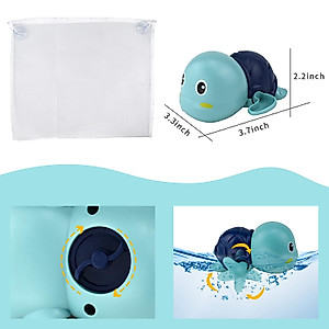 Kendyy Baby Bath Toys Set for Toddlers, Wind Up Swimming Turtle Animal Bathtub Bathroom Pool Beach Floating Toys Birthday 3 4 5 Year Old Boys & Girls Kids (6Pcs +1 Organizer+2 Hooks)