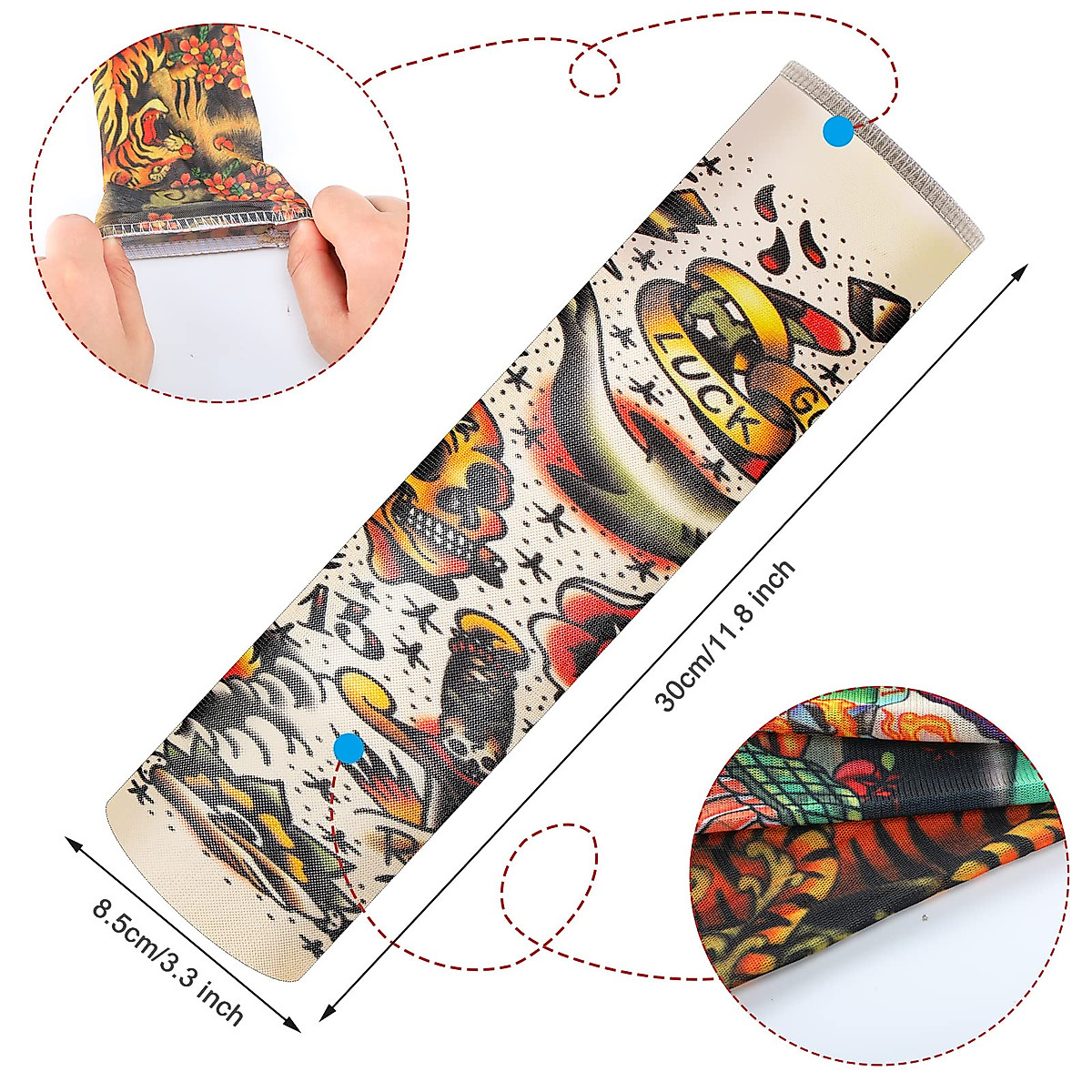 12 Pieces Tattoo Arm Sleeves for Kids Temporary Kids Tattoo Sleeve UV Sun Protection Kids Arm Sleeves (Funny Pattern)