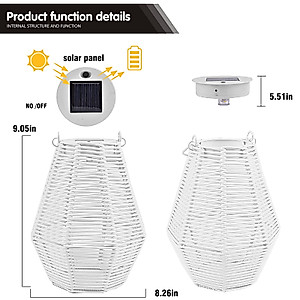 【Limited Promotion】Solar Lantern Outdoor Rattan Hanging Solar Light Solar Table Lamp Waterproof with Warm Light Bead for Patio Yard Garden Wedding Landscape Decoration - Auto on/Off (Light Beads)
