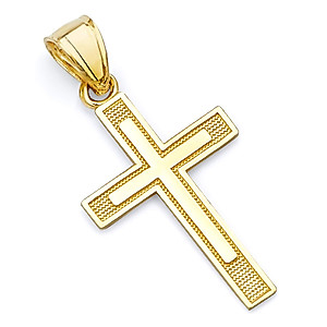 14k REAL Yellow Gold Religious Latin Style Cross Charm Pendant