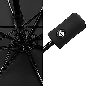 YAMHOHO Lightweight and sturdy umbrella windproof folding men and women clear rain dual-use vinyl sun umbrella sunscreen UV protection sunshade double travel umbrella (UV-Black)