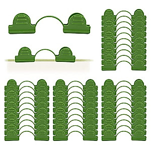 40pcs Greenhouse Clamps, 6mm PP Double Head Fixed Greenhouse Clamp, Plant Stakes Garden Snaps Pipe, Netting Hoop Row Cover, for Home Garden Season Plant Extension Support(Green)