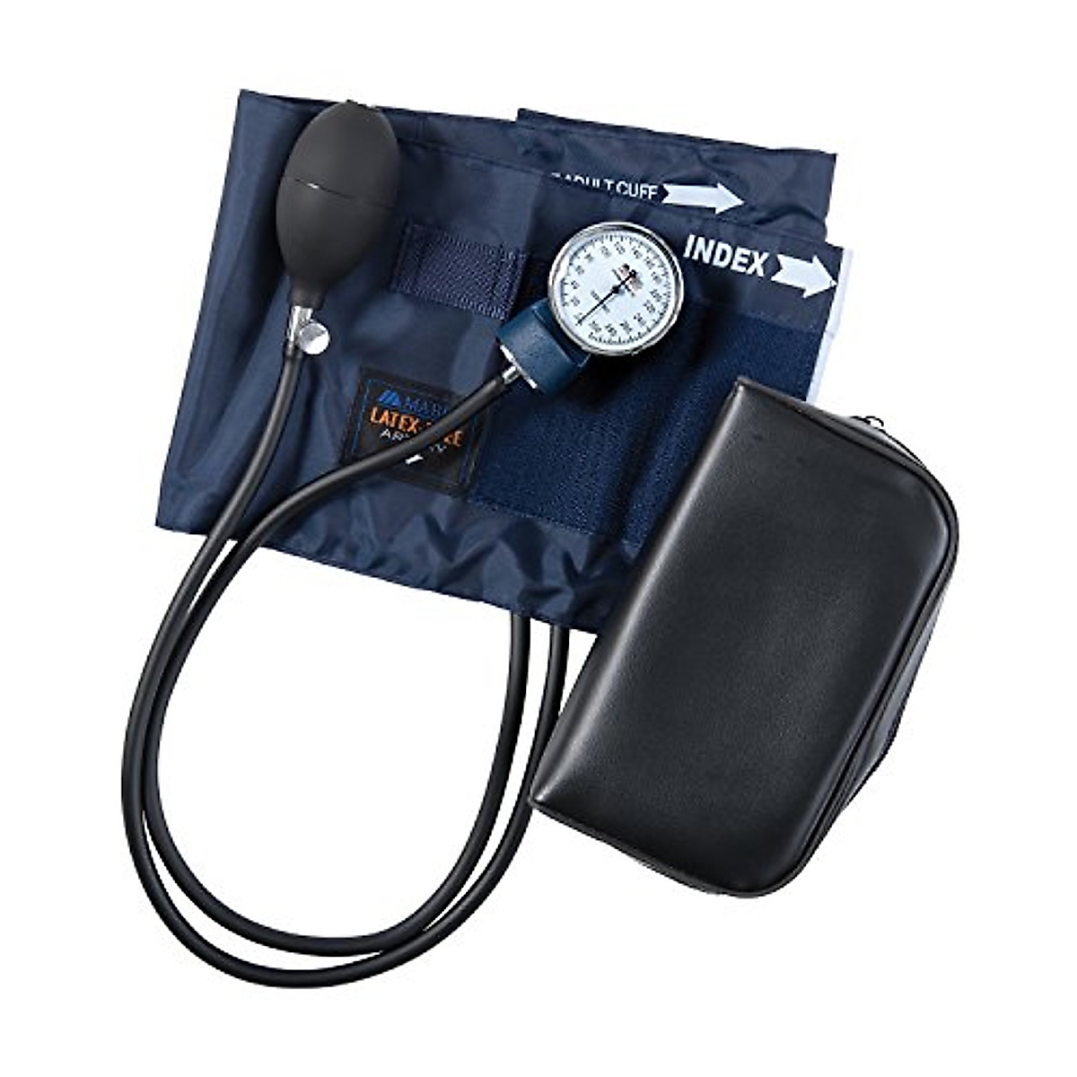 MABIS Precision Series Aneroid Sphygmomanometer Manual Blood Pressure Set with Calibrated, Nylon Cuff and Carrying Case, FSA HSA Eligible, Adult Large, Latex Free