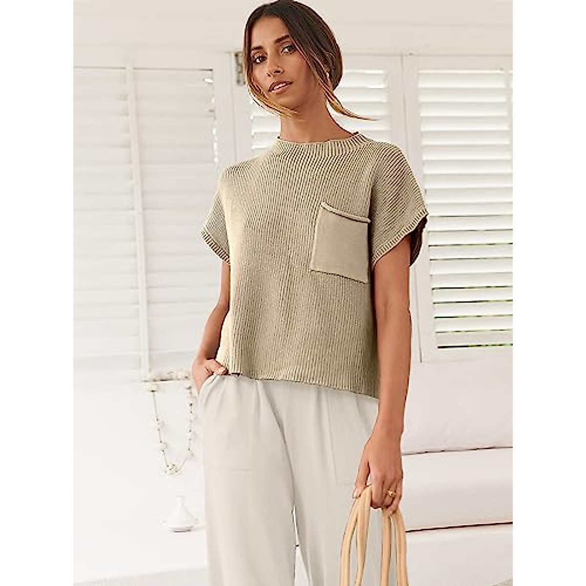 Caracilia Womens Two 2 Piece Outfits Lounge Sets 2023 Casual Fall Summer Fashion Matching Sweater Set Classy Comfy Sweatsuit Casual Cozy Knit Loungewear Set Airport Clothes ClothingC95A3qiankaqi-S