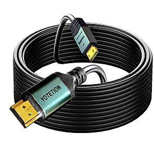 YOTETION Mini HDMI to HDMI Cable 50FT, High-Speed HDMI to Mini HDMI Support 3D 4K/60Hz 1080p 720p Compatible with Camera, Camcorder, Tablet and Graphics/Video Card, Laptop, Raspberry Pi Zero W
