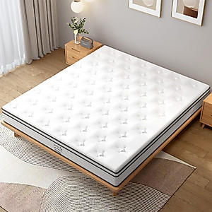 King Mattress,12 Inch Hybrid Mattress,Pocket Spring for Good Support,King Bed Mattress in A Box, Cooler Sleep & Pressure Relief,CertiPUR-US Certified,10 Year Warranty,120 Nights Risk-Free Trial