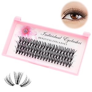 Dedila 8/10/12/14/16/17/18/20mm 60pcs 20 Root Grafting Individual False Eyelashes Mink Natural Long Eye Lashes Cluster Extension Makeup Beauty Fake Eyelash (16MM)