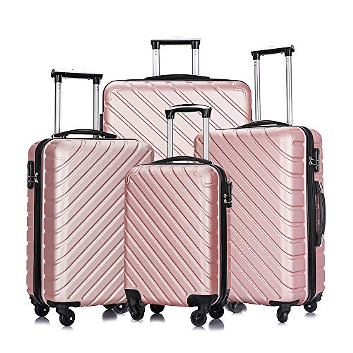 Apelila Fridtrip Carry On Luggage with Spinner Wheels Luggage Sets Travel Suitcase Hardshell Lightweight (Rose Gold, 4 PCS)