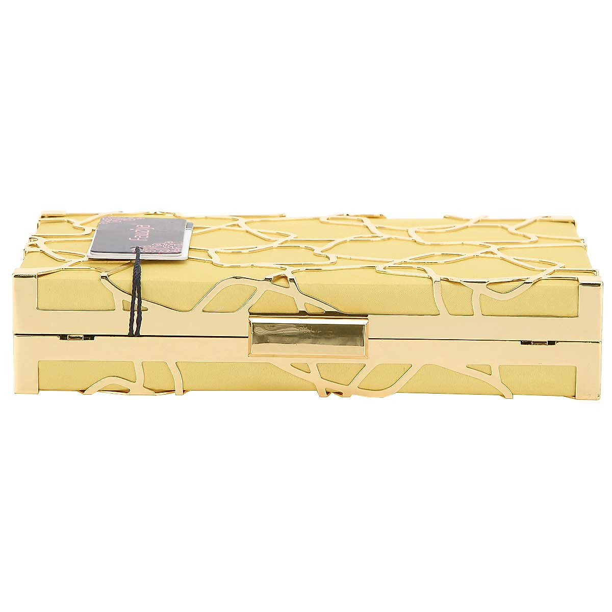 Fawziya Evening Purse Satin Geometric Metal Hollow Oversized Clutch Bags For Women Clutchess-Gold