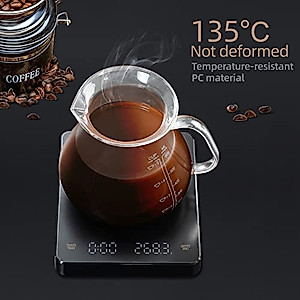 BestAlice Digital Kitchen Scale, 3Kg /0.1g Highly Accurate Digital Food Scale, USB Charging Electronic Coffee Scale LCD Display Switchable G OZ Ml Multifunction Electronic Scale for Home Bar