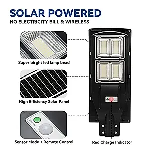 LANGY Solar Street Light 12000 Lumens,240PCS LED, 18000 mAH Battery, High Lumens LED Solar Power Street Lamp Outdoor Dusk to Dawn for Parking Lot, Yard, Garage and Garden