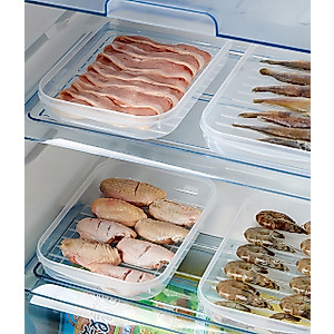 wulikanhua 2 Pack-Plastic Bacon keeper with Lids Airtight, Deli Meat Cold Cuts Cheese Saver Food Storage Containers for Refrigerators, Freezer,Shallow Low Profile Christmas Cookie Holder