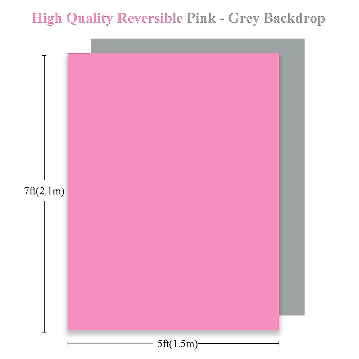 KUKUSOUL 5x7ft Polyester Pink Photo Backdrop Grey Backdrop for Photography 2-in-1 Curtain Backdrop Reversible Background for Photography KUSKX001