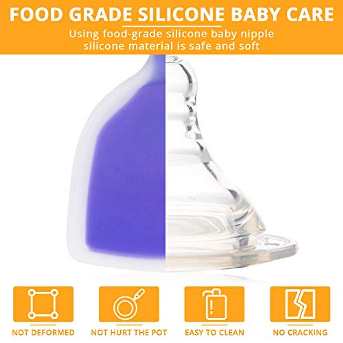 Silicone Non-stick Turner, High Heat Resistant to 480°F, KUFUNG Food Grade Solid Turner, BPA Free, Solid Spatula for Fish, Eggs, Pancakes (Solid Turner, Clear Purple)