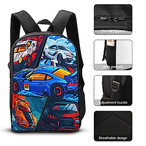 Race Car Backpack Casual Backpack Fashion Laptop Backpack Travel Hiking Camping Backpack For Teen Girls Boys