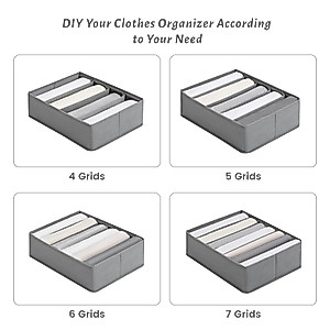 Coorganisers 4 Packs Adjustable T-shirt Drawer Organizers for Clothing with 6 adjustable dividers, 7 Grids wardrobe clothes organizer, DIY Clothes Organizer for Folded Clothes, T-shirt, Legging