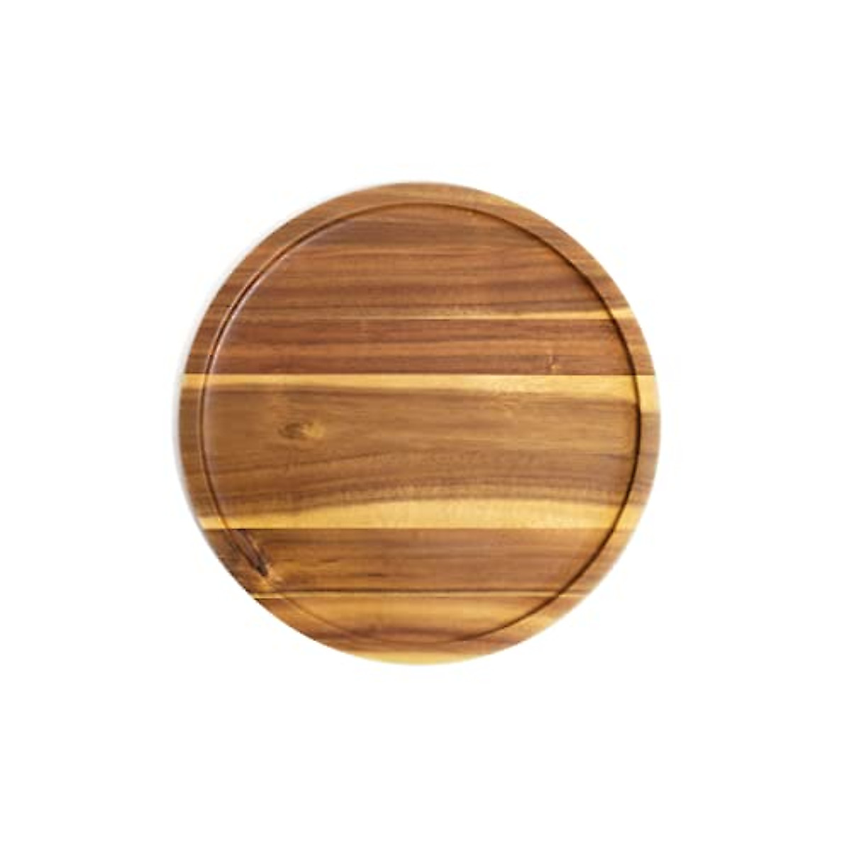 Lipper International 1255 Acacia Round Serving Tray with Groove for Snacks and Meals, 15"