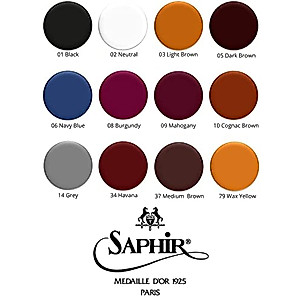 SAPHIR Medaille d’Or Pate De Luxe - Natural Wax Shoe Polish for Leather Shining - 50ml - Wax Yellow